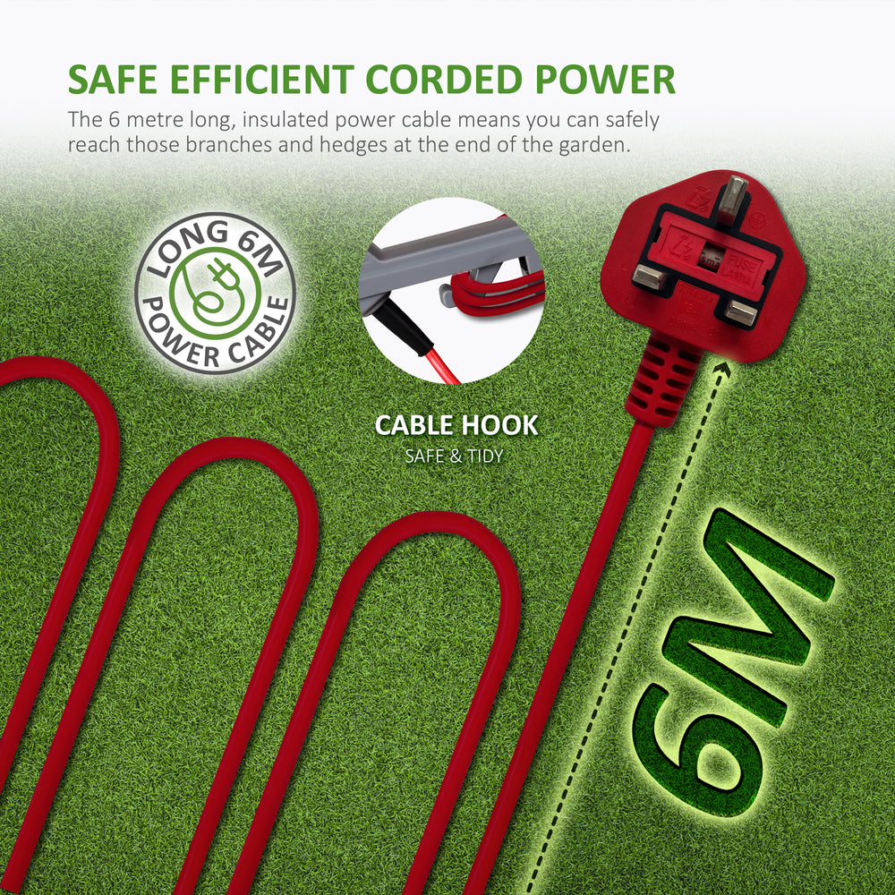 NETTA 2 in 1 Pole Long Reach Hedge Timmer and Chainsaw 710W with Exten